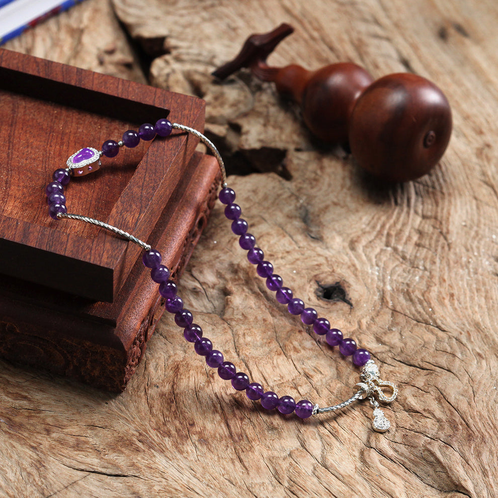"Purple Qi from the East" Precious Gourd Natural Deep Purple Amethyst ...